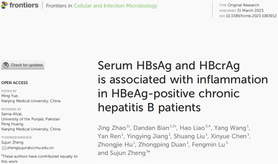 预测HBeAg阳性慢乙肝患者「肝脏炎症」的新指标——血清HBsAg和HBcrAg水平